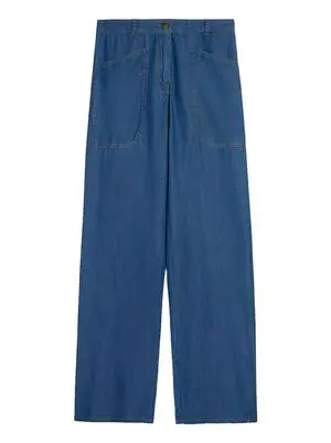 Momoni Macao Patch-pocket Wide-leg Trousers - Blue