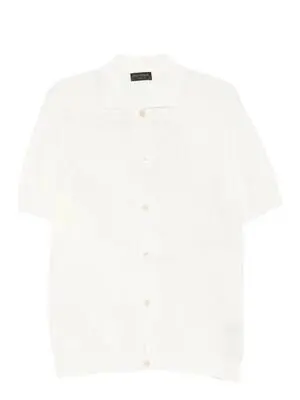 DELL'OGLIO Crochet-knit Short-sleeve Shirt - White
