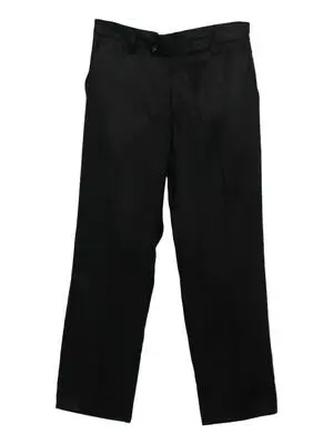 DELL'OGLIO Pressed-crease Straight-leg Trousers - Black