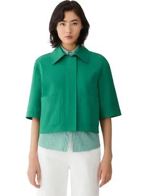 Lafayette 148 New York Cotton Stretch Twill Shirt Jacket - Leaf