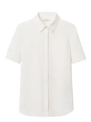 Lafayette 148 New York Organic Silk Georgette Short Sleeve Blouse - Cloud