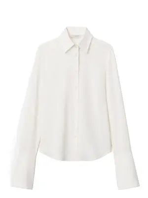 Lafayette 148 New York Organic Silk Georgette French Cuff Blouse - Cloud