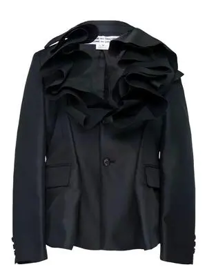 Comme Des Garçons Single-breasted Ruffled Blazer - Black