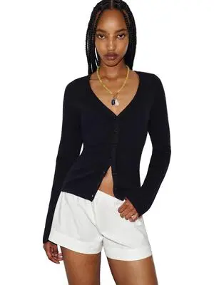 REFORMATION REFORMATION Bloom Cashmere V-Neck Cardigan Black