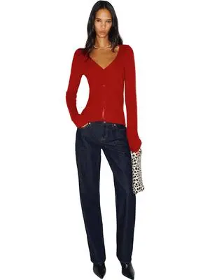 REFORMATION REFORMATION Bloom Cashmere V-Neck Cardigan Red