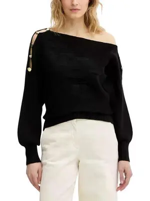 GUESS Off-the-Shoulder Button Detail Sweater