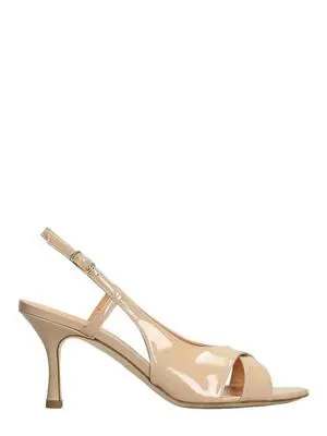 THE SELLER Patent-finish Crossover-strap Sandals - Neutrals