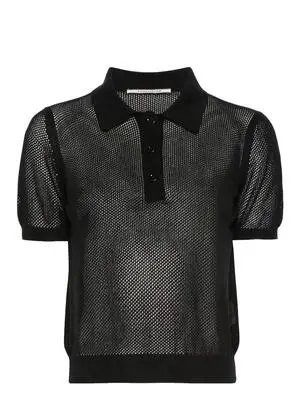 TAGLIATORE Fabrizia Mesh-Knit Polo Top
