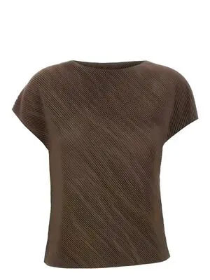 Vince Pleated Cap-sleeve Top - Brown