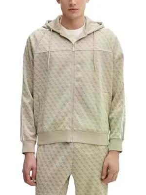 Guess 4g Monogram-print Zip-up Hoodie - Neutrals