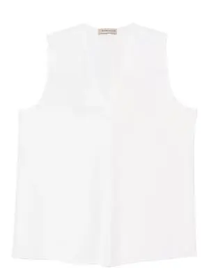 BLANCA VITA Sleeveless V-neck Blouse - White