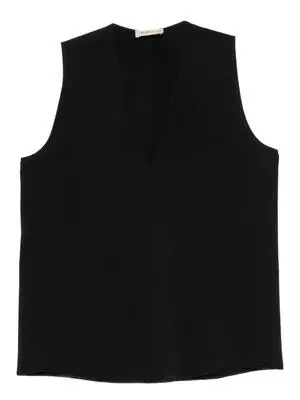 BLANCA VITA Sleeveless V-neck Blouse - Black