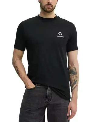 Karl Lagerfeld Logo-print Floral-motif T-shirt - Black