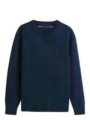 Tommy Hilfiger Logo-embroidered Crew-neck Sweater - Blue