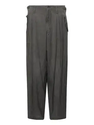 Y’s Tuck-detail Wide-leg Trousers - Grey