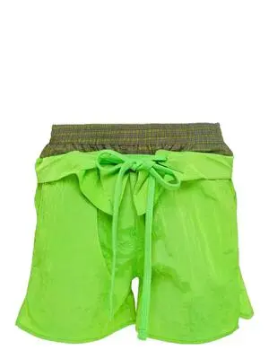 OPEN YY Layered Color-block Shorts - Green