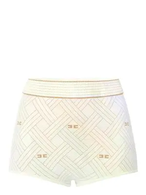 Elisabetta Franchi Diamond-jacquard Knit Shorts - Neutrals