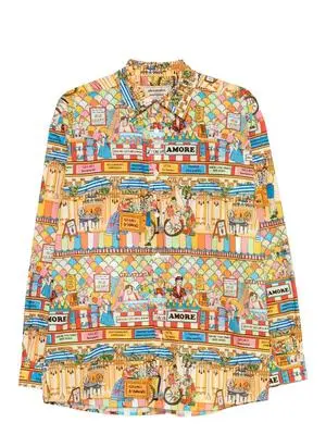 ALESSANDRO ENRIQUEZ Graphic-print Long Sleeve Shirt - Neutrals