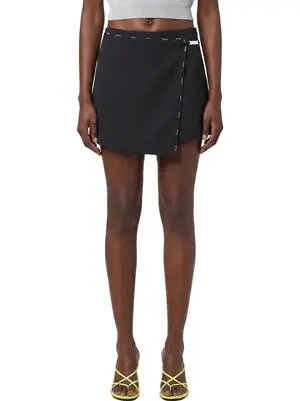 Gcds Asymmetric Wrap Mini Skirt - Black