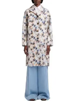 Marni Duchesse Coat With Abstract Pattern - Gnawed Blue