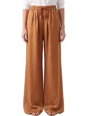 FORTE_FORTE Silk Palazzo Trousers - Brown