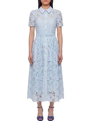 SELF-PORTRAIT Lace Midi Dress - Gnawed Blue