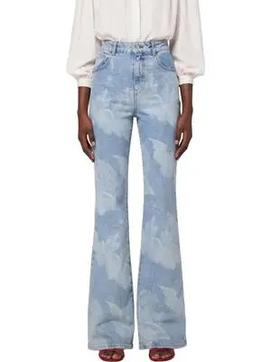 Fiorucci Printed Denim Flared Jeans - Blue