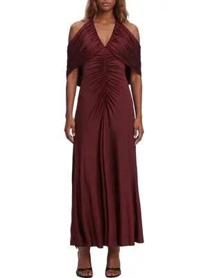 SELF-PORTRAIT Jersey Midi Dress - Brown