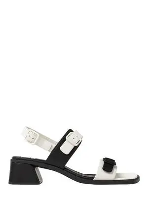 Camper Camper Twins Abstract Pattern Leather Heeled Slingback Sandals Multicolor