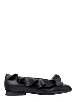 Camper Casi Myra Leather Ballerinas With Ruffles - Black