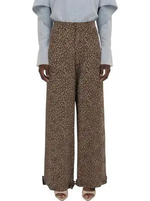 SA SU PHI Wide Leg Printed Trousers - Brown