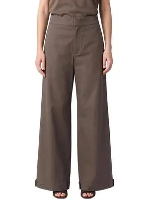 SA SU PHI Animal Print Cotton Blend Palazzo Trousers - Grey