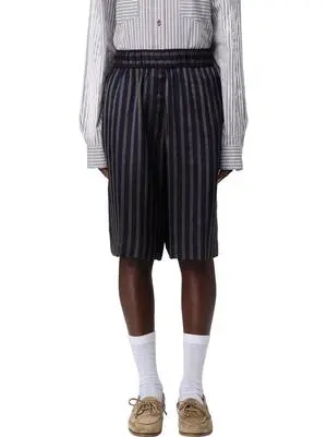 Dries Van Noten Striped Cupro Shorts - Navy