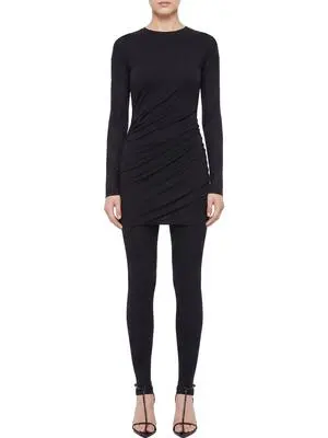 JIL SANDER Long Sleeve Ruched Dress - Black