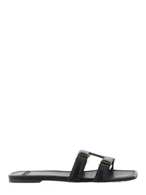ELISABETTA FRANCHI Elisabetta Franchi Black Sheepskin Leather Mule Sandals