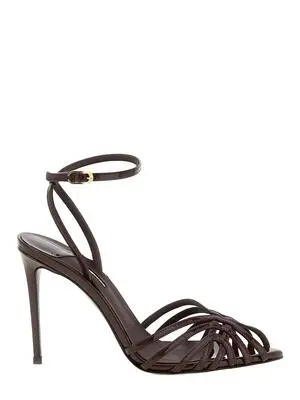 LE SILLA Patent Leather Stiletto Sandals - Brown