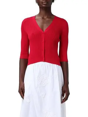 TWINSET Ribbed V-neck Cardigan With Button Detailing - Red