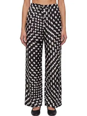 Dries Van Noten Polka Dot Wide Leg Trousers - Black