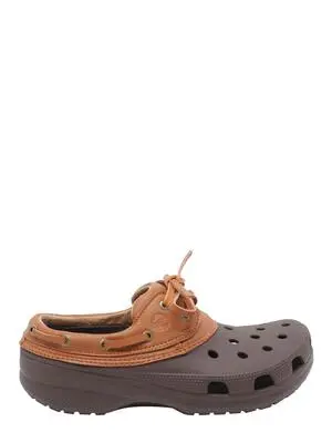 CROCS Classic Boat Mules In Eva And Vegan Leather - Brown