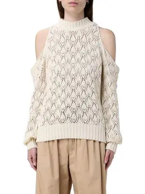 ANIYE BY Cold Shoulder Knit Sweater - Beige