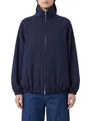 THE FRANKIE SHOP Striped Polyester Bomber Jacket - Blue