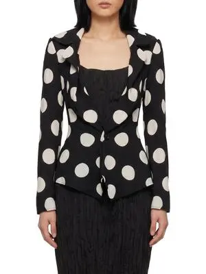 Junya Watanabe Slim Fit Polka Dot Asymmetrical Blazer - Black