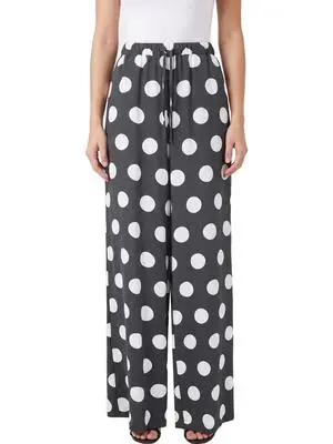 Junya Watanabe Polka Dot Wide-leg Jersey Trousers With Drawstring Waist - Black