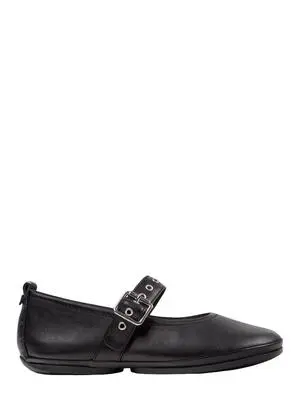 Camper Camper Right Nina Calfskin Leather Mary Jane Flats With Adjustable Strap Black