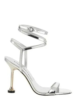 STUART WEITZMAN Nudistini Patent Leather Ankle Strap Sandals - Silver