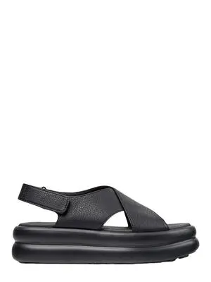 Camper Pelotas Flota Up Grain Leather Wedge Sandals - Black