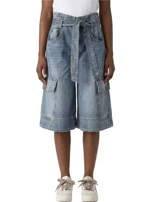Pinko High-waisted Wide Leg Denim Shorts - Blue
