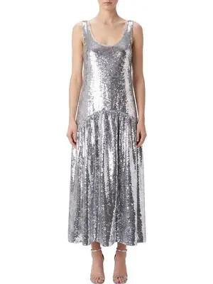 Simone Rocha Sequin Midi Dress - Silver