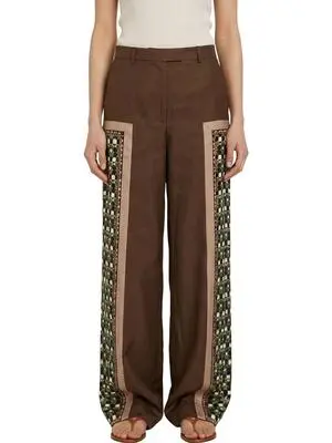 TORY BURCH Tory Burch Printed Silk Palazzo Trousers