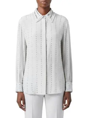 Pinko Embellished Viscose Shirt - Grey